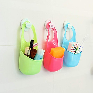 Amosfun Bathroom Organization and Storage Kitchen Bathroom Hanging Baskets Storage Sink Pouches Drain Sponge Holders Organizer Racks (Blue)