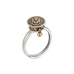 JUNTEN 925 Silver Rotating Rings for Women Finger Anxiety Spinner Ring Buddhist Tibetan Prayer Wheel Lotus Ring Good Luck Adjustable Bands