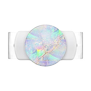 PopSockets: Phone Grip Slide for Phones and Cases, Sliding Phone Grip with Expanding Kickstand, Square Edges - White Opalescent