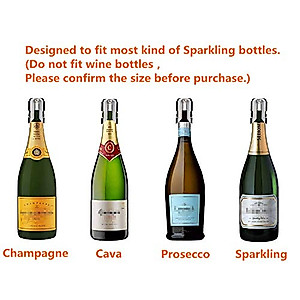 Champagne Sealer Stopper, BGMAX 3 Pack Stainless Steel Sparkling Wine Bottle Plug Sealer Set with a Longer Sealing Plug, Gifts Accessories for Champagne