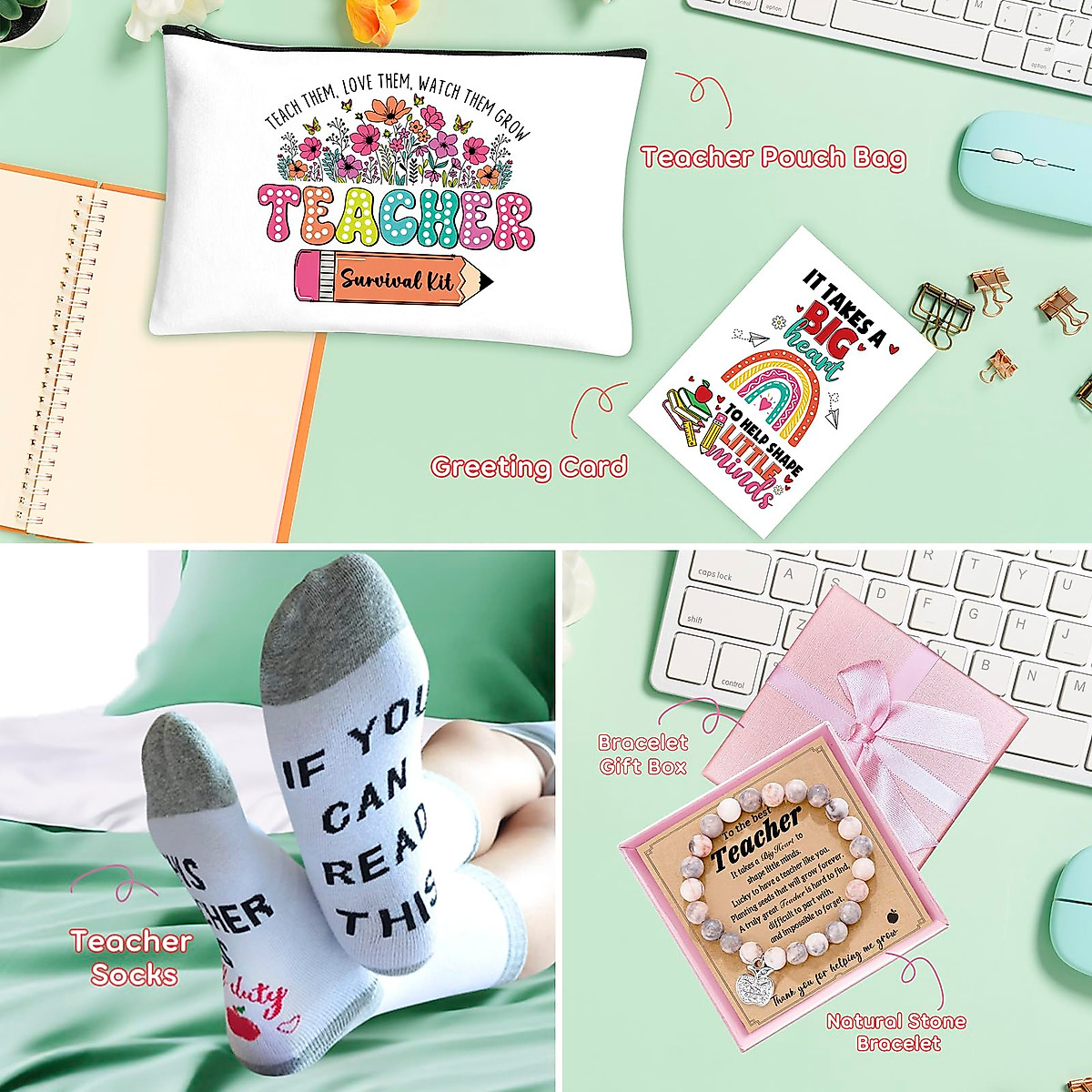 SIXVALA Teacher Appreciation Gifts for Women, 20 OZ Teacher Tumbler Gifts Basket, Teacher Christmas Gifts, Teacher Birthday Gifts, Thank You Gifts for Teachers