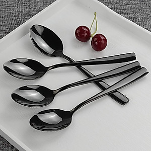 Teyyvn 12-Piece Black Stainless Steel Dessert Spoons
