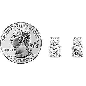 Auriga Fine Jewelry 1 Carat Lab Grown Diamond Stud Earrings | 14k White Gold Two Stone screw back Stud Earrings for Women | D-E Color and VS - SI Clarity |