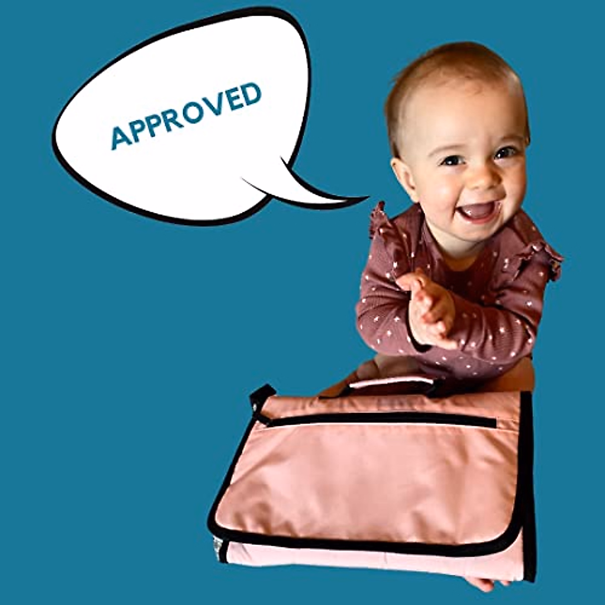 Changing Pad in Petrol Blue. Portable, One-Hand Use for Travel, Diaper Bag or Stroller.