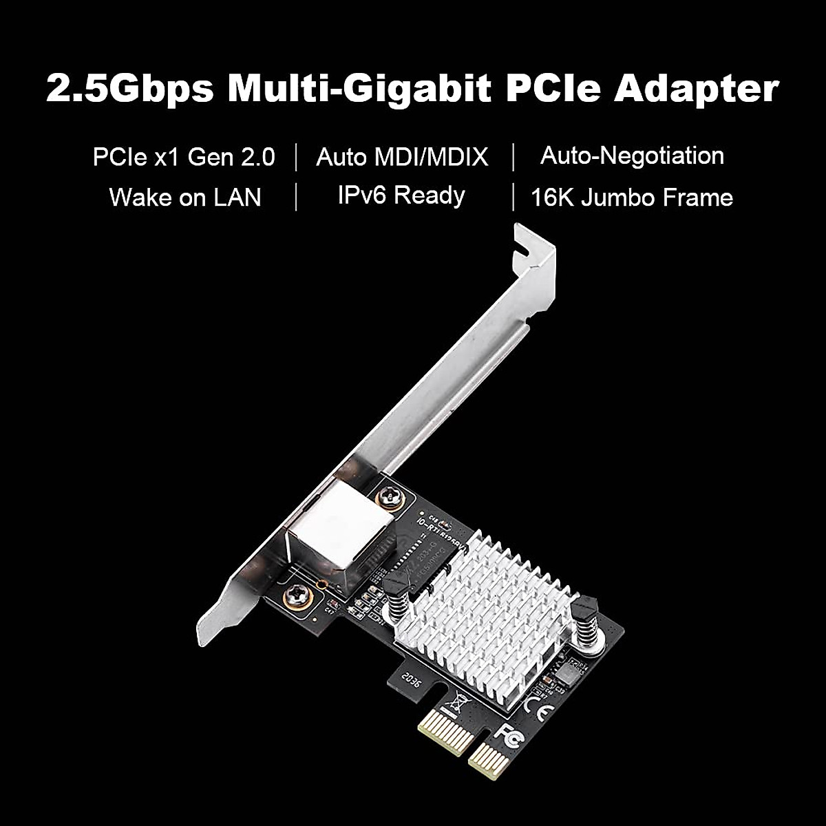 OKN 2.5GBase-T PCIe Network Adapter RJ45 LAN Controller up to 2500 Mbps PCI Express Gigabit Ethernet Card with Standard and Low-Profile Brackets Support Windows and Windows Server