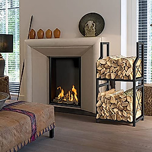 Small Firewood Rack Holder for Indoor Fireplace, 2-Tier Fire Wood Log Storage Rack Stacker Stand, Strong and Durable for Outdoor Patio, Fire Pit, Stove, Black