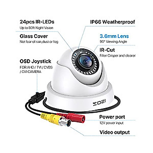 ZOSI 1080p Dome Security Cameras (Hybrid 4-in-1 HD-CVI/TVI/AHD/960H Analog CVBS),2MP Day Night Weatherproof Surveillance CCTV Camera Dome Outdoor/Indoor,Night Vision Up to 80FT