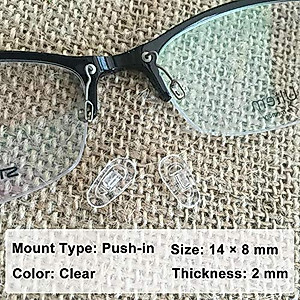 Push-in Eyeglass Nose Pads, 6 Pairs 14mm Soft Silicone Push in Nose Pads for Glasses