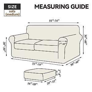 WEERRW Velvet Couch Covers for 2 Cushion Couch Sofa - High Stretch Luxury Velvet Plush 3 Pieces Sofa Slipcovers with Elastic Bottom, Furniture Protector for Pets, Machine Washable, Dark Grey, Medium