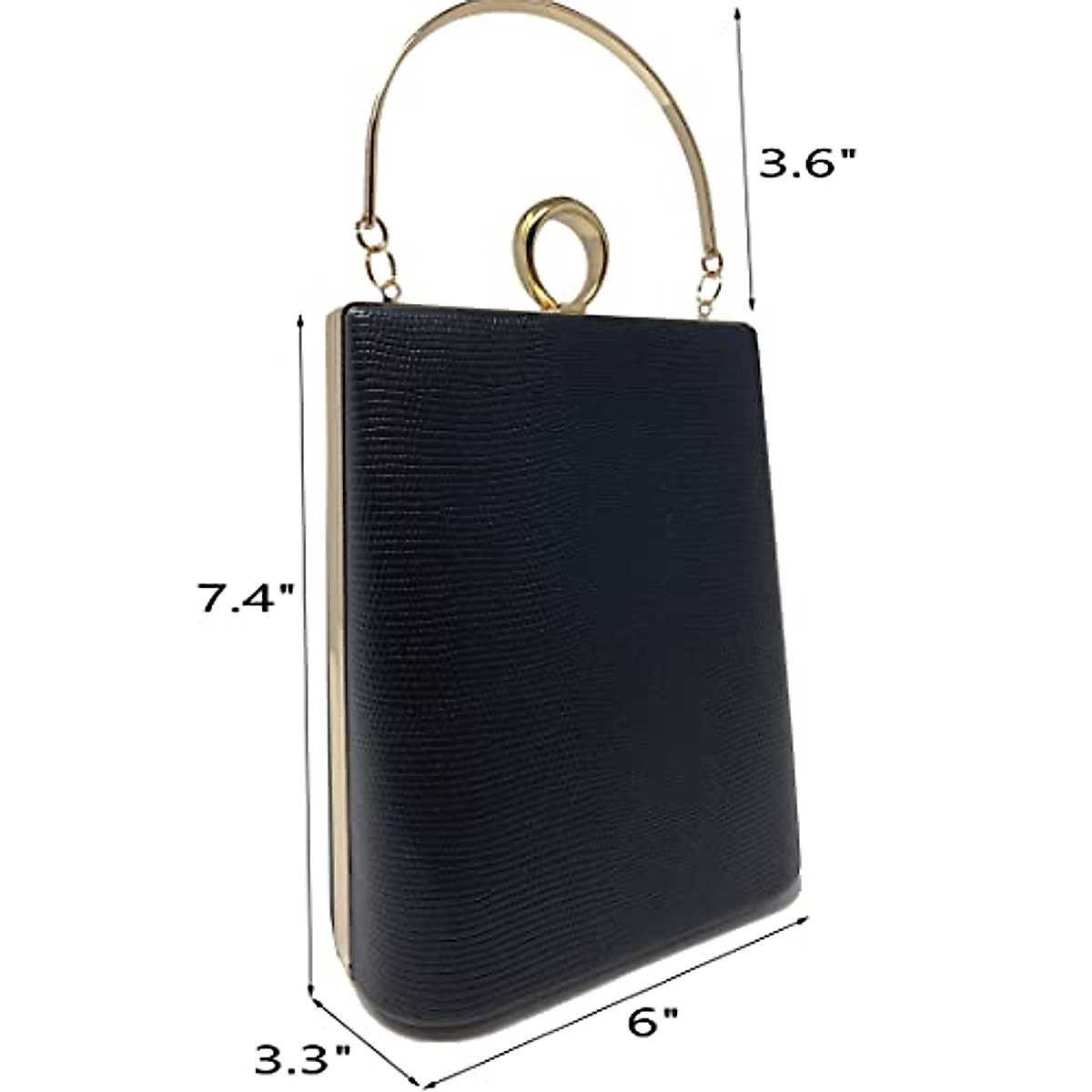 Cirilla Women Snake Pattern Evening Bag Clutch Purse Crossbody Bag with Ring-style lock for Wedding Cocktail Party Banquet (black)