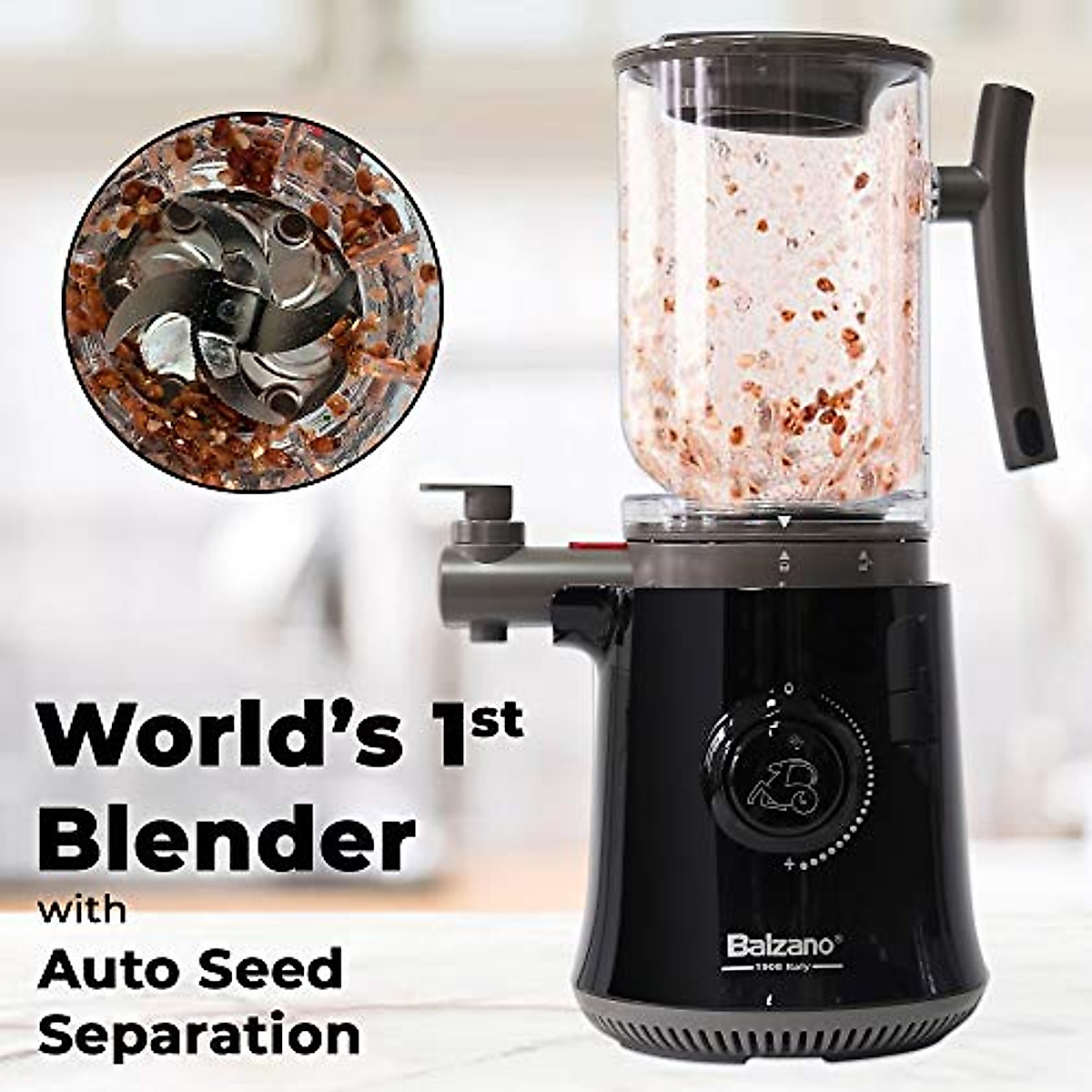 Balzano Yoga Blender/Smoothie Maker/Juicer/Soup Maker with Auto Seed Saperation and Immunity Booster - Black, compact