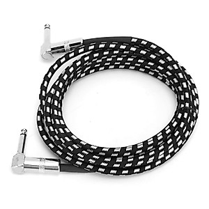 Hilitand Guitar Cable - 6.35MM Male Head Audio Guitar Cable 10ft Electric Guitar Amplifier Cord - Right Angle to Right Angle 1/4 Inch Instrument Cable Guitar Amp Cable(Black-White)