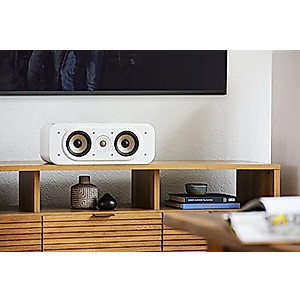Polk Signature Elite ES30 Center Channel Speaker - Hi-Res Audio Certified, Dolby Atmos & DTS:X Compatible, 1" Tweeter & Two 5.25" Woofers, Dual Power Port for Effortless Bass, Elegant White-Washed
