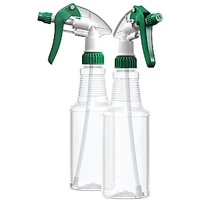 Bar5F Empty Plastic Spray Bottles 16-Ounce BPA-Free Food Grade Crystal Clear Fully Adjustable Sprayer 2-Pack