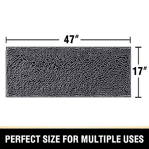 Bathroom Rugs Bath Mats for Bathroom Non Slip Luxury Chenille Bathroom Runner Rug 47x17 Extra Soft and Absorbent Shaggy Rugs Washable Dry Fast Plush Area Carpet Mats for Bath Room, Tub - Grey