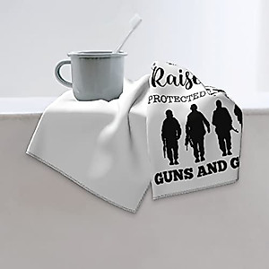 Born Raised and Protected by God Guns and Glory Hand Towel - Memorial Day Print Bath Bathroom Towel Highly Absorbent Soft Guest Fingertip Towels