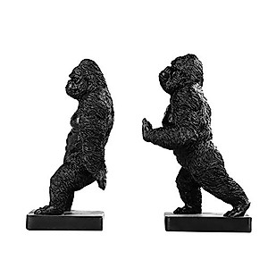 Set of 2 Polyresin Kingkong Bookend,Art bookend, Homedecor for Kids, Birthday Gift (Black)