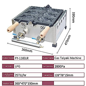 3 Pcs Gas Taiyaki Making Machine,Commercial Waffle Taiyaki Maker Machine,LPG gas Nonstick Waffle Maker,Fish Shaped Waffle Machine for Bakery,Restaurant,Home,etc.