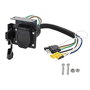 MECMO Multi-Tow 4-Way Flat to 7-Way RV Blade and 4-Way Flat Female End Trailer Wiring Adapter Connector Kit, 4 Pin Vehicle-Side Trailer Light Plug to Dual-output 7 Blade & 4 Flat with Mounting Bracket