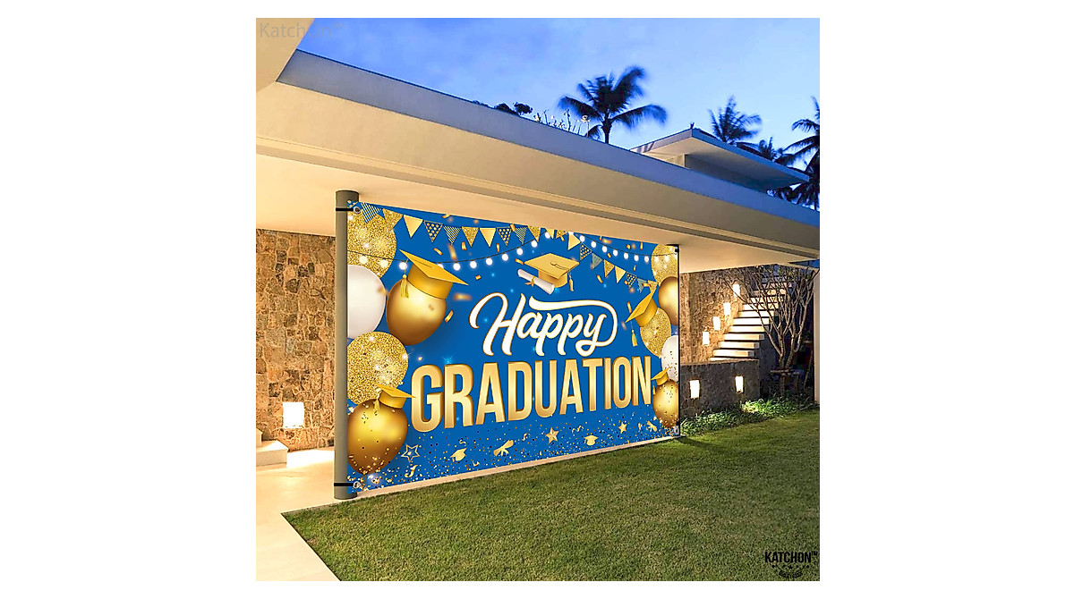 Large Graduation Banner 2023 - Blue & Gold Party Decor | Reusable & Durable