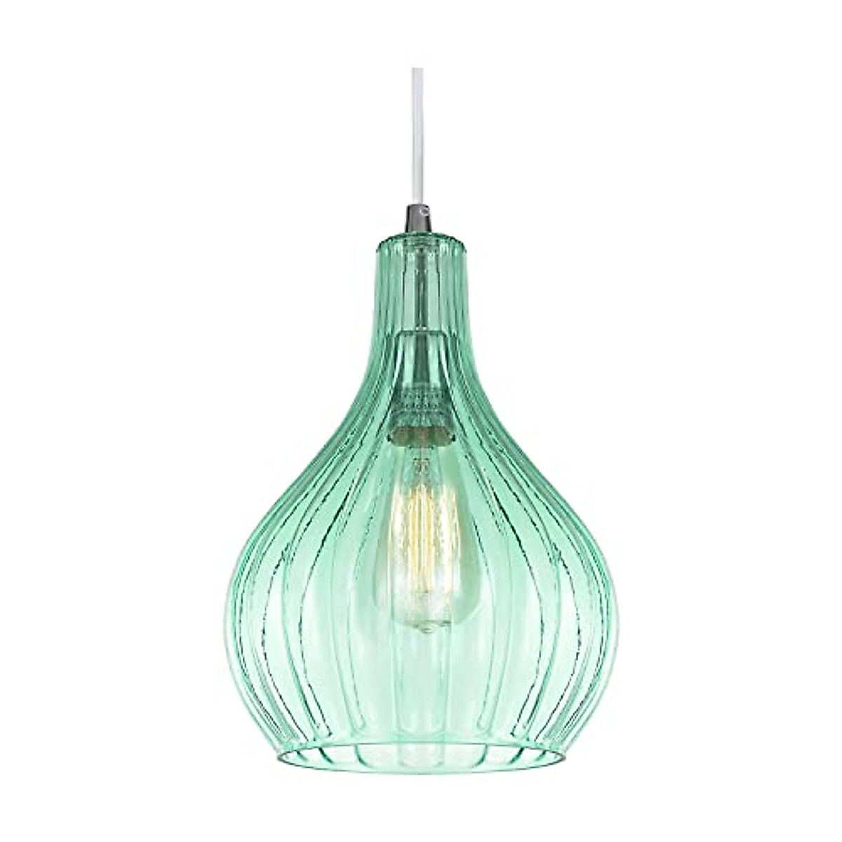 Aspen Creative 61039-1 Adjustable 1 Light Mini Pendant Ceiling Light, Transitional Design in Chrome Finish, Surf Green Glass Shade, 8 5/8" Wide