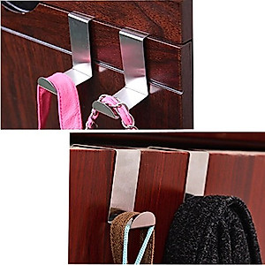 Home-organizer Tech Stainless Steel Reversible Over The Door Hook Removable Cubicle Coat Hook, Brushed Finish 6 Pack