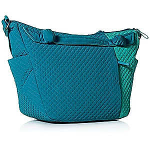 Vera Bradley Women's Microfiber Hadley on the Go Satchel Purse, Bahama Bay and Turquoise Sea, One Size
