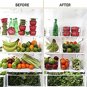 Etienne Alair Fridge Organizer Bins - Set of 16 Clear Bins for Refrigerator, Freezer, Kitchen Cabinets, Pantry, Storage Or Organization - Durable, Stackable Containers with Handles
