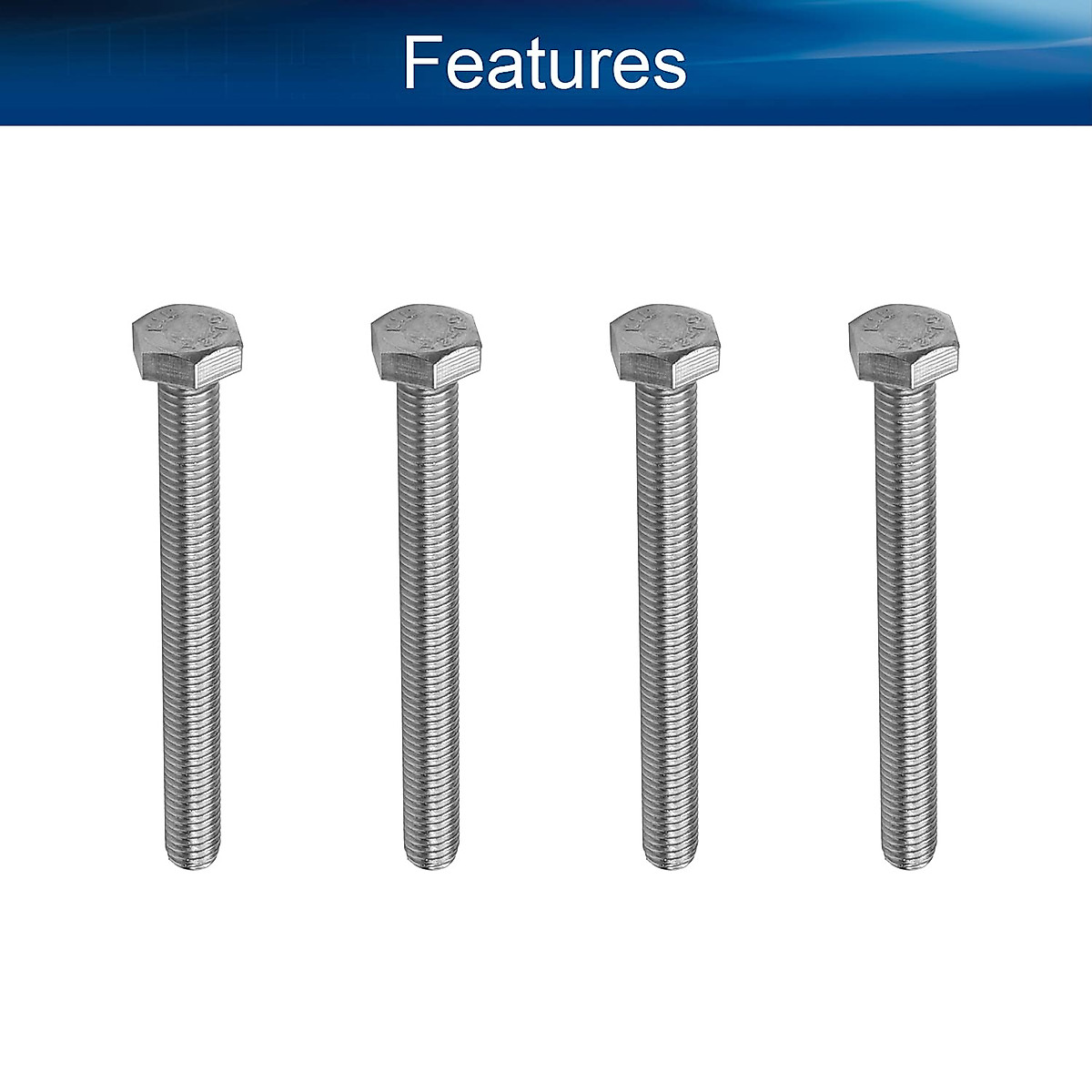 Yinpecly M8 Hex Bolt M8-1.25 x 80mm UNC Hex Head Screw Bolts 304 Stainless Steel Fully Threaded Hex Tap Bolts 4pcs
