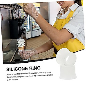 OFFSCH 2pcs Ice Cream Silica Gel White Repair Parts for Ice Cream Makers Ice Cream Machine Supply Ice Cream Maker Replace Silicone Ring Supplies Apron Accessories Portable Cover
