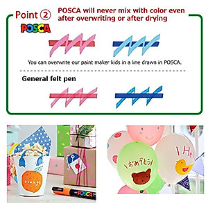 Uni POSCA Paint Marker Pen - Fine Point - Non Alcohol - Odorless Water Resistant Maker - Set of 24 (PC-3M15C & PC-3M7C & Gold & Silver) with Original Vinyl case