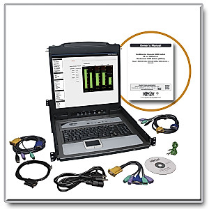 Tripp Lite B020-U08-19-K 8-Port Console KVM Switch w/ 19" LCD & 8 PS2/USB Combo Cables, Black