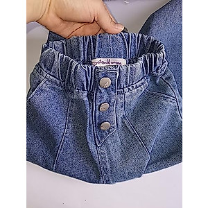 Milokado OnlyAngel Kids Girls Washed Elastic Waist Jeans Age 4-13 Years (Blue, 8-9 Years)