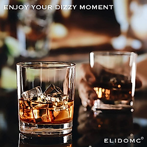 E ELIDOMC Italian Crafted 6Pcs Old Fashioned Whiskey Glasses, 11Oz Whiskey Glasses For Drinking Bourbon Scotch Cocktail Irish Whisky, Premiun Old Fashioned Glasses Set of 6