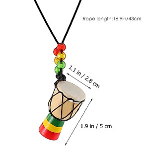 Milisten 28 Pcs African Tambourine Pendant Mini African Drum Pendant Drum Player Necklace African Drum Craft Para Hombres Personalized Drum Necklace Pendant Log Congo Wood Man