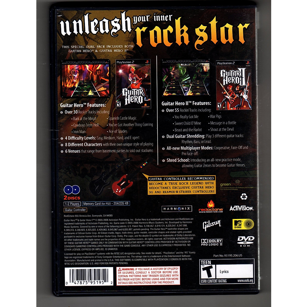 Guitar Hero 1 and 2 (Game Only) - PlayStation 2