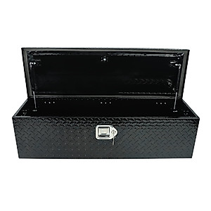 PRFFWK Diamond Plate Truck Bed Tool Box Aluminum Trailer Storage Box for Truck Bed, Pickup, RV, Trailer, Waterproof Truck Box with Side Handle and Lock Keys-39 x 13 x 10 inch,Black