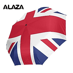ALAZA Union Jack British 3 Folds Auto Open Close Anti-UV Umbrella