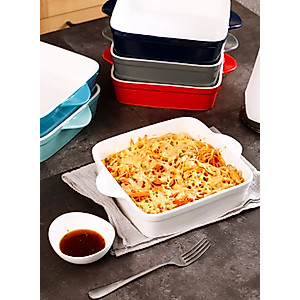 Sweese 8x8 inch Square Porcelain Baking Dish with Double Handles - Non-Stick Oven Casserole Pan for Brownie, Lasagna, Roasting - Great for Serving or Cooking