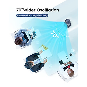 HOMETOP Tower Fan Oscillating Table Fans 12 Inch 70° Oscillating, 3 Speeds, Portable USB Small Desk Fan for Bedroom Office Home Desktop