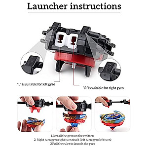 BeyBtatle Burst Gyro Toy Set 12 Spinning Tops 1x Launcher LR Left Right Spin DB Layer System and 1 Two-Way Transmitter Metal Fusion Attack Top Battling Game with Portable Box Gift for Ages 6+