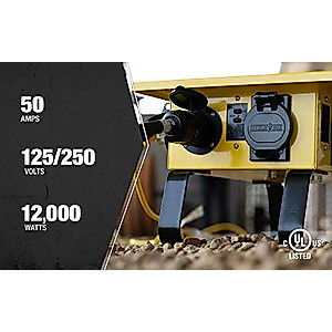 Southwire 019703R02 6506UGSX 50A Temp PWR X-TREME Box 6-Straight Blade SLED Base, 1 Pack, Yellow