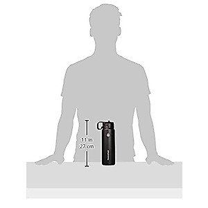 ThermoFlask Double Wall Vacuum Insulated Stainless Steel Water Bottle with Two Lids, 24 Ounce, Black