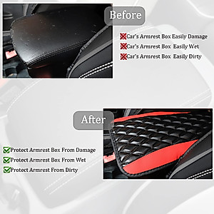 Pincuttee Pu Leather Console Armrest Cover 1PC, Car Center Console Pad Cover,Universal Armrest Box Mat,Waterproof Armrest Cover Center Console Pad(12.6"x7.5", Red)