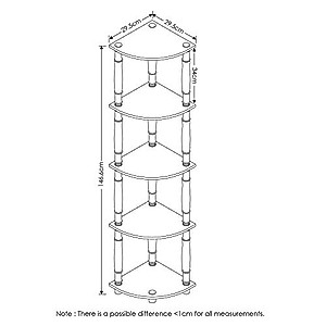 Furinno Turn-N-Tube 5-Tier Multipurpose Shelf, Espresso/Black & Turn-N-Tube 5 Tier Corner Display Rack Multipurpose Shelving Unit with Classic Tubes, Espresso/Black (18035EX/BK)