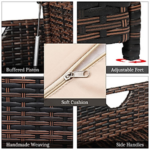 VINGLI 40 Gallon Wicker Storage Bench, Patio Cushion Storage Box Designed with Side Handles, Rattan Deck Box for Garden Tools, Cushions, Outdoor Patio Deck Box for Garden, Poolside, Brown