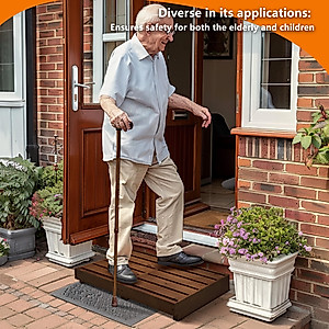 Koretech Outdoor Steps 3.5'' Height, Wooden Step Stool with Non Slip Pads, Step for Outside, Safety Stepping Stool for Bathroom, Kitchen, Bed (Walnut Color)