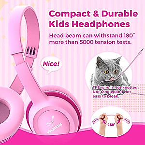 Kids Headphones, Ear Headphones for Kids, Wired Headphones with Safe Volume Limiter 85dB, Adjustable Kids Headphones with Cord 3.5mm Jack Wired for Children/Teens/Boys/Girls/Smartphones/School