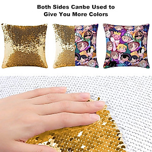 ZDZHWX Flip Sequin Pillow Cases Reversible Sequin Square Cushion Cover for Decor Bedroom Sofa Car 16 x 16 Inches