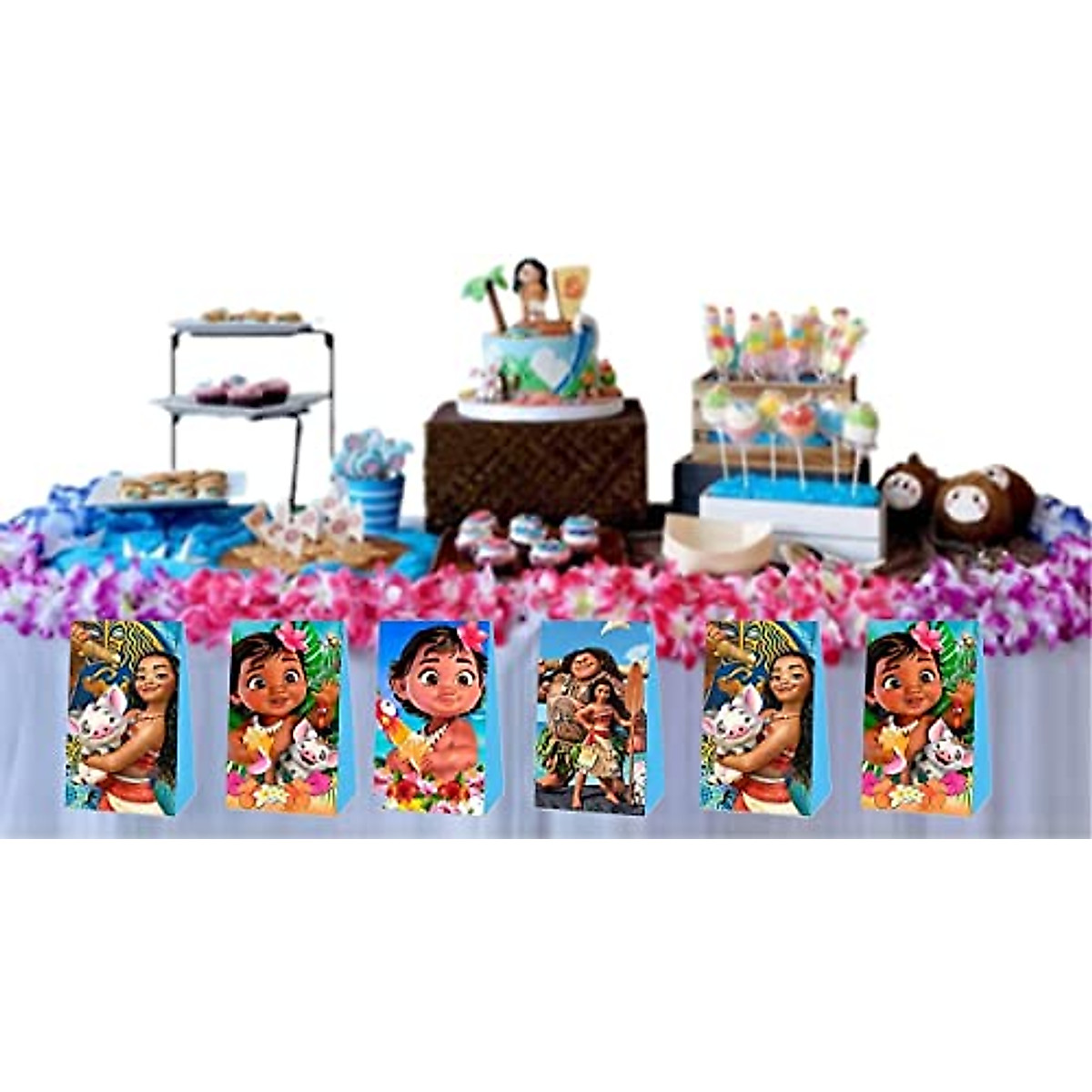 OU GUAN Moana Party Gift Bags Candy Bags Moana Party Supplies Moana Birthday Party Decoration (Pack of 18)